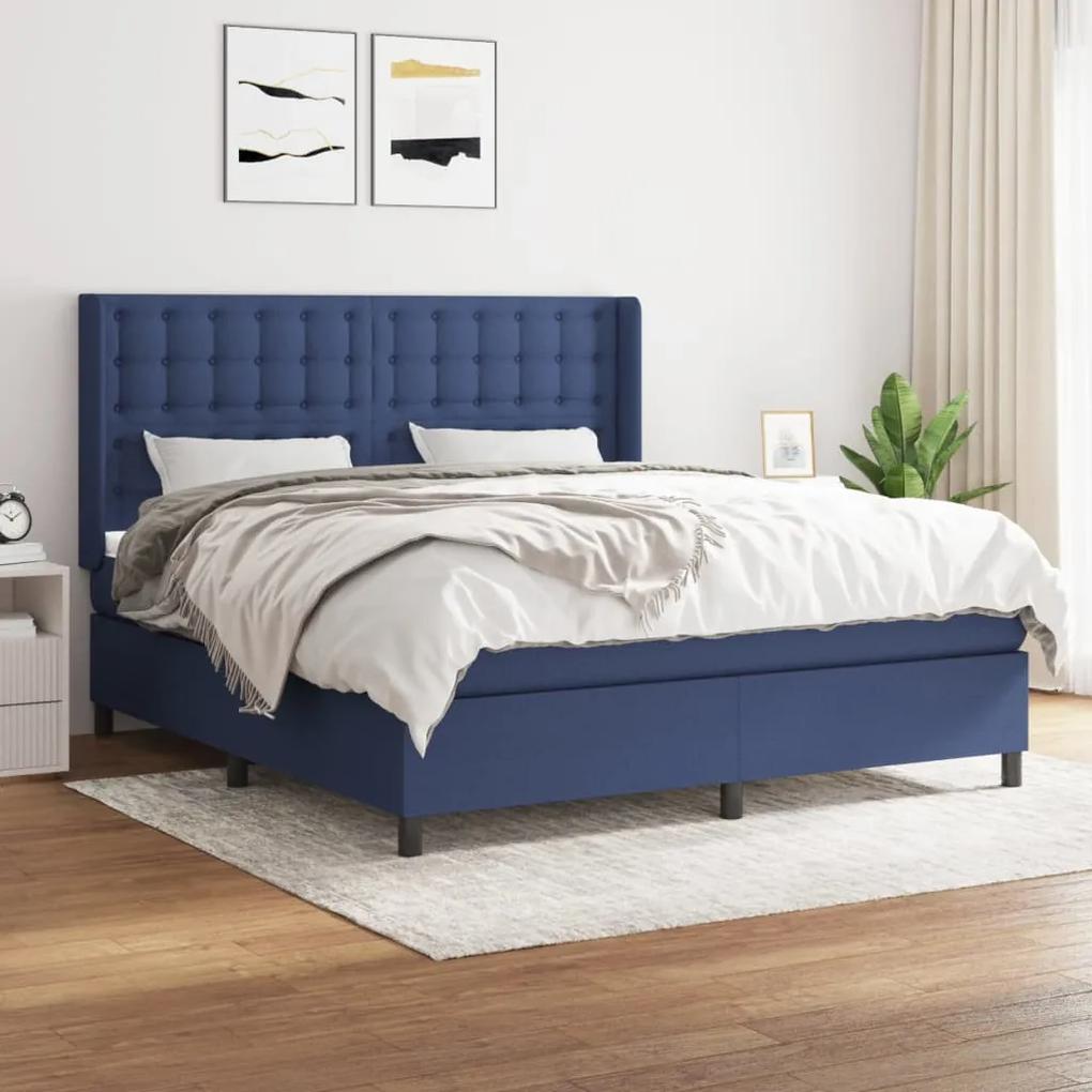 Box spring postel s matrací modrá 180x200 cm textil,  3131775