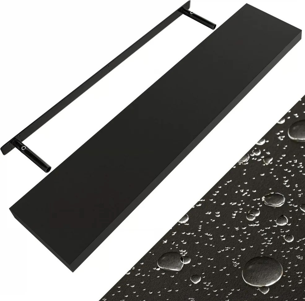 Nástěnná police FIGO + konzole, 110cm, černá Casaria