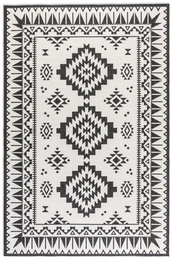 ELLE Decoration, Kusový koberec Gemini 106019 Black z kolekce Elle – na ven i na doma, 120x170, černobílá, chodba / předsíň