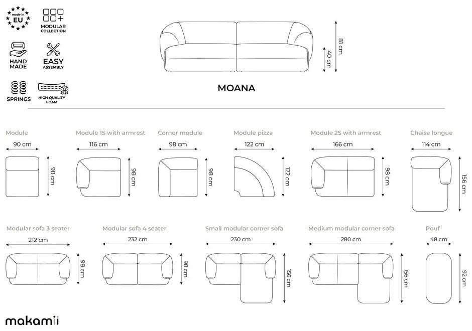 Béžová sametová pohovka 232 cm Moana - II. jakost – Makamii
