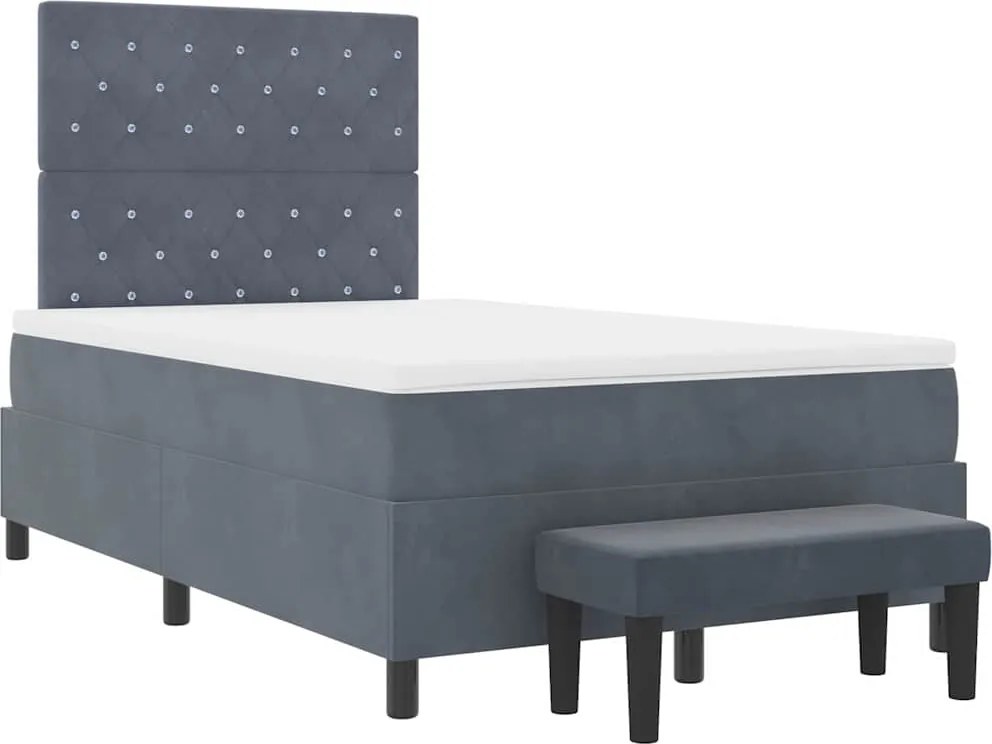 Postel s boxspringem s čelo Tmavě šedá 190 x 120 cm samet 3344433
