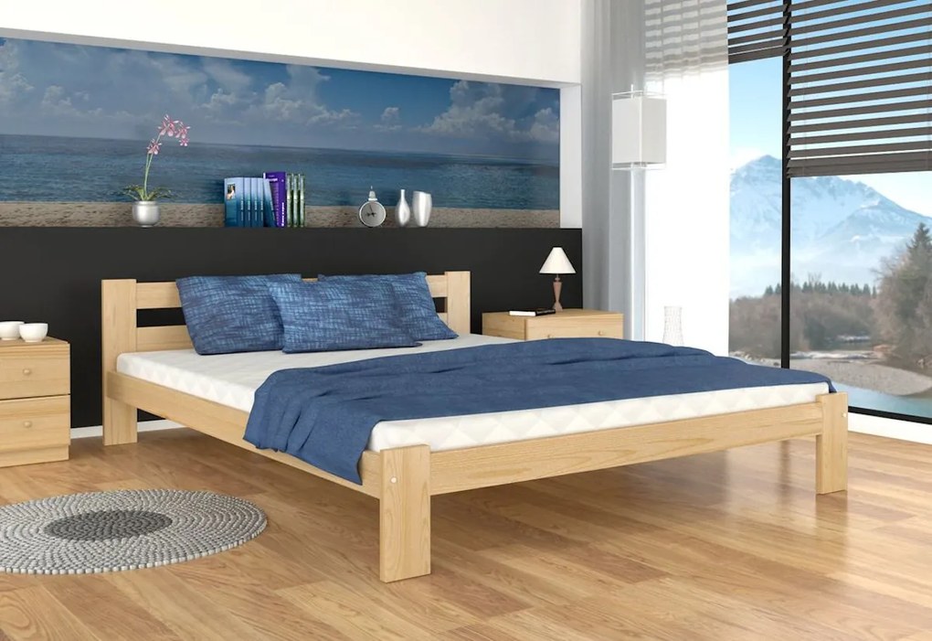 Dřevěná postel ARIZONA + rošt ZDARMA, 200x180, borovice