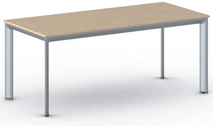 Jednací kancelářský stůl PRIMO INVITATION, 180x80 cm, šedostříbrná podnož, buk
