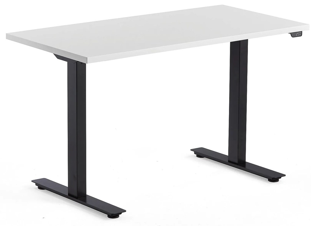 AJ Produkty Výškově nastavitelný stůl MODULUS, 1200x600 mm, černý rám, bílá