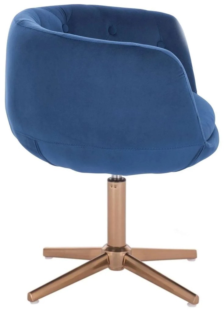 LuxuryForm DESIGN Otočné křeslo MONTANA VELUR na zlatém kříži - modré