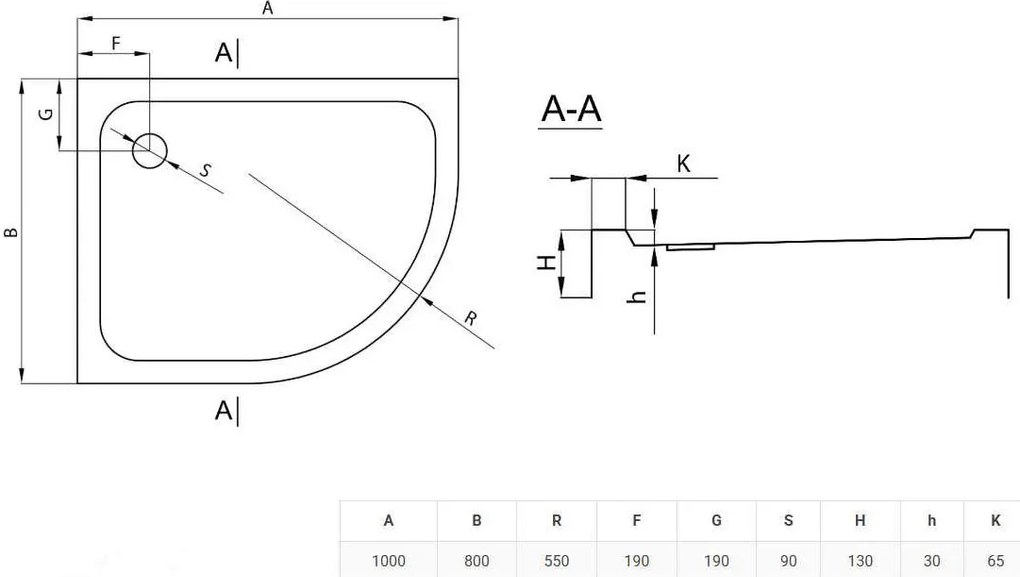 Novoterm Asymetrická akrylátová sprchová vanička NV-Memphis LEVÁ 100x80 bílá, vysoká