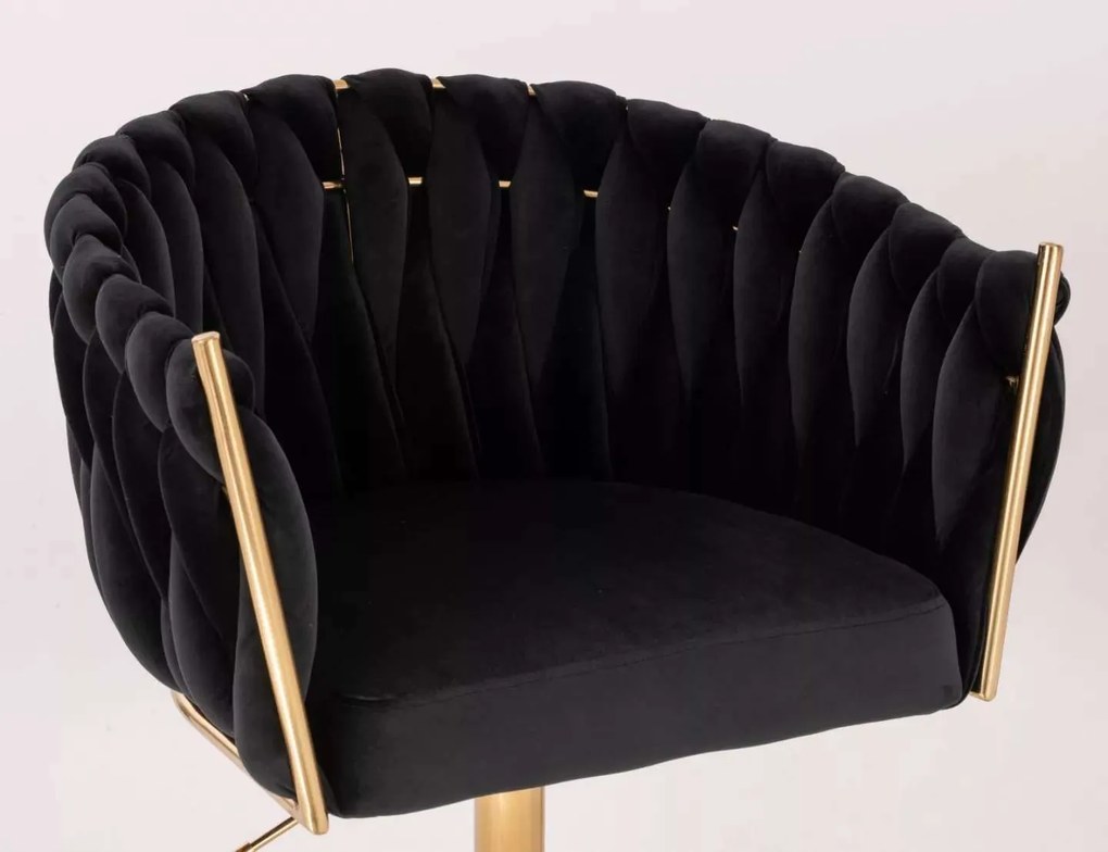 LuxuryForm DESIGN Otočná židle NORDEN VELUR na zlatém kříži - černá