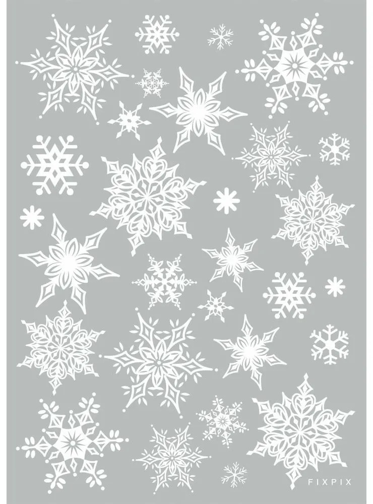 Sada 30 vánočních samolepek Ambiance Christmas White Flakes