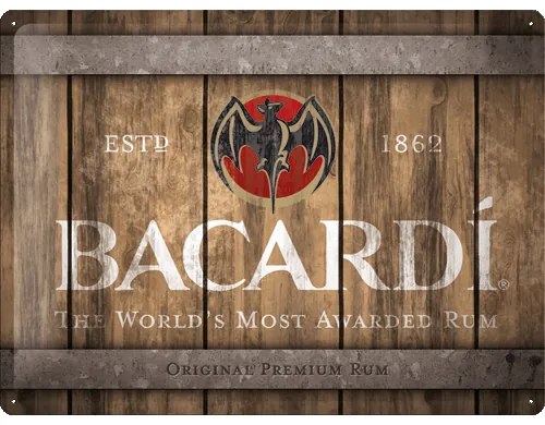 Postershop Plechová cedule: Bacardi (Wood Barrel Logo) - 40x30 cm