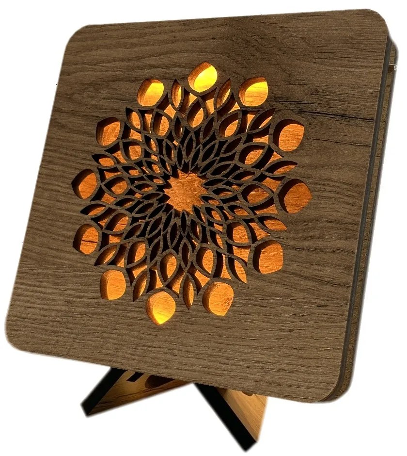 Li-Go "Mandala list" lampa 19x19cm provedení povrchu: ořech