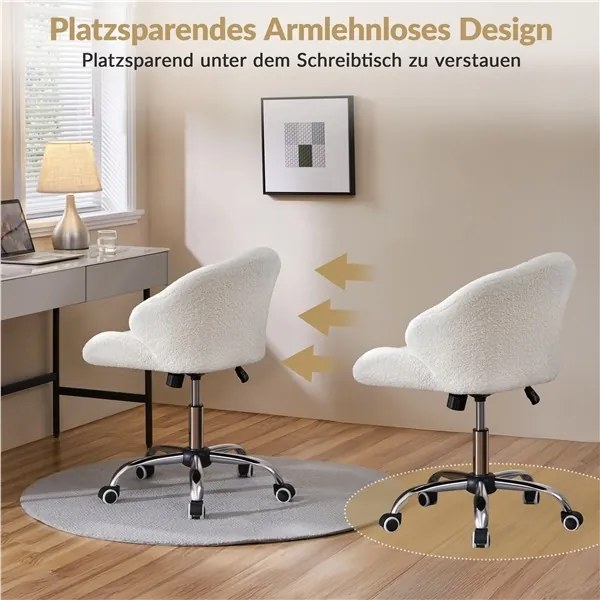 Kancelářská židle Yaheetech – sněhově bílá, polyester (267310100420)