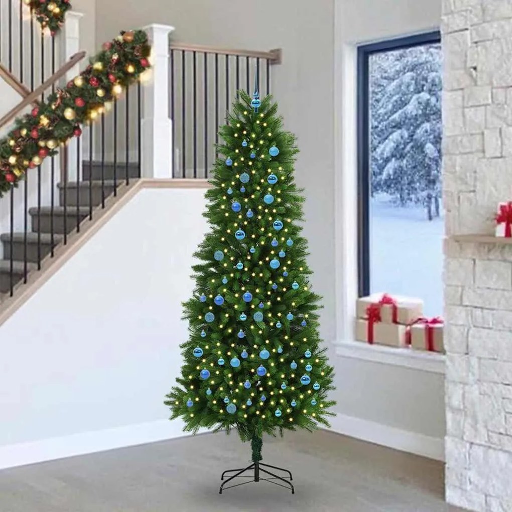 Vánoční stromeček s 300 LED diodami s stojanem Zelená 240 cm PE 3396356
