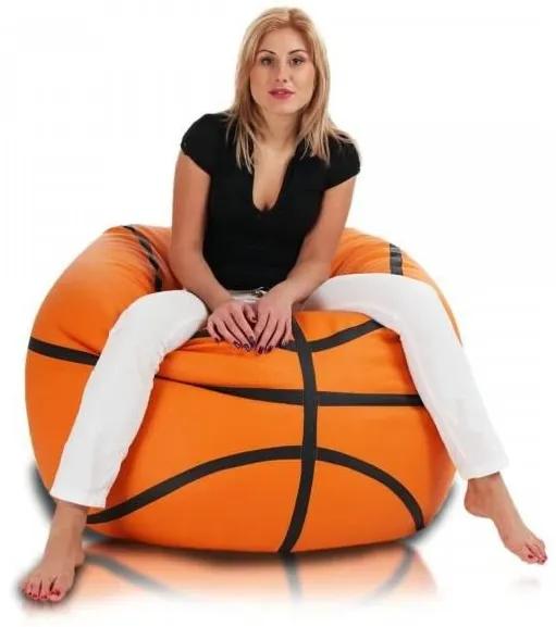 Sedací vak Basketbalový míč ekokůže TiaHome - světle oranžová