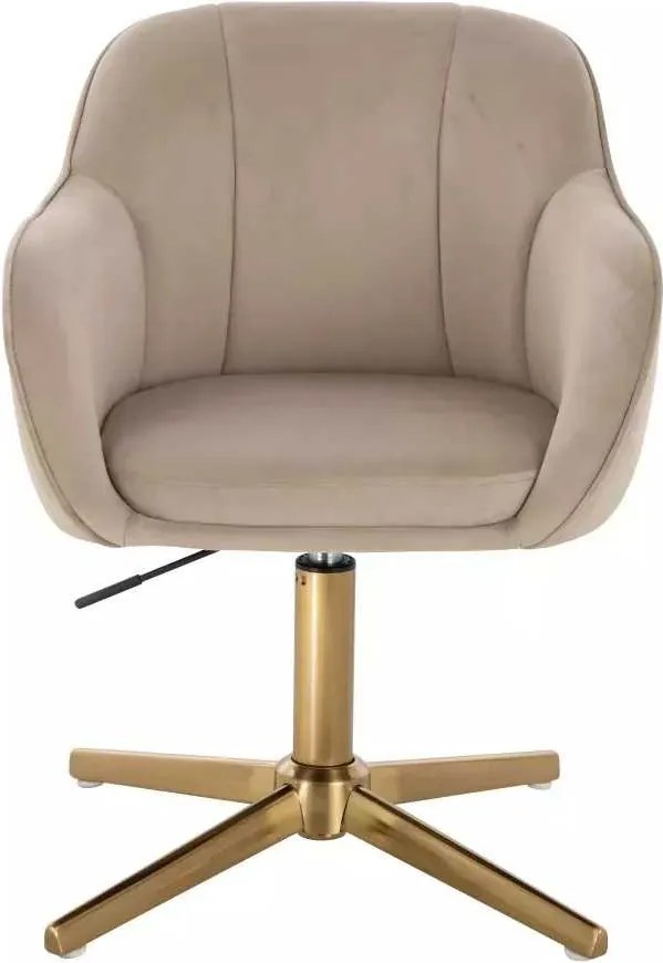 LuxuryForm DESIGN Otočná židle AVOLA VELUR na zlatém kříži - latte