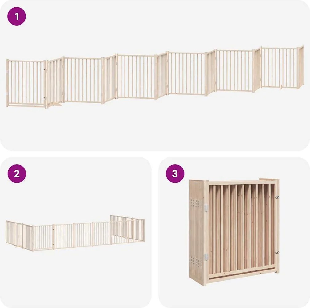 Zábrana pro psy s dvířky skládací 12 panelů 960 cm topol 3155728