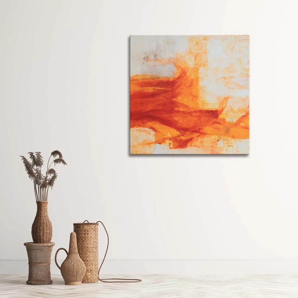 Gario Obraz na plátně Oranžový akvarelový vzor Rozměry: 30 x 30 cm