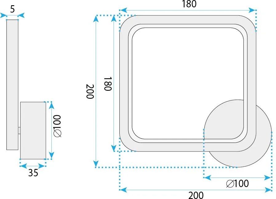 Toolight Rea, Nástěnné LED svítidlo LHJ125-W Chrom, OSW-03280
