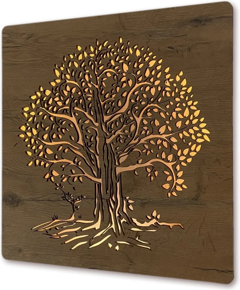 Li-Go "Lípa" světelný obraz 230V 62x62 cm provedení povrchu: dub světlý