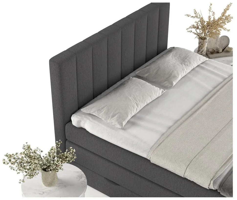 Šedá boxspring postel s úložným prostorem 180x200 cm Ruby – Maison de Rêve