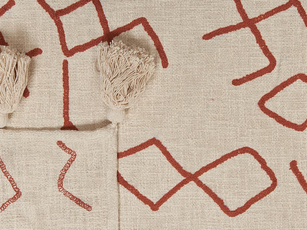 Bavlněná přikrývka 130 x 180 cm béžová/červená BHIWANI Beliani