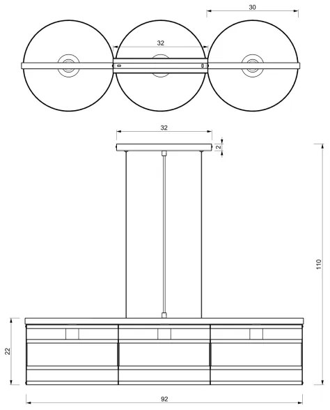 Lustr na lanku RIM 3xE27/60W/230V černá/zlatá