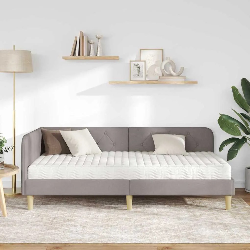 Rohový rám postele Taupe 100 x 200 cm textil 3394130