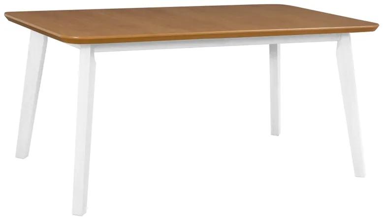 stoly/jidelni-stul-oslo-7 deska stolu bílá, podnož černá, nohy ořech