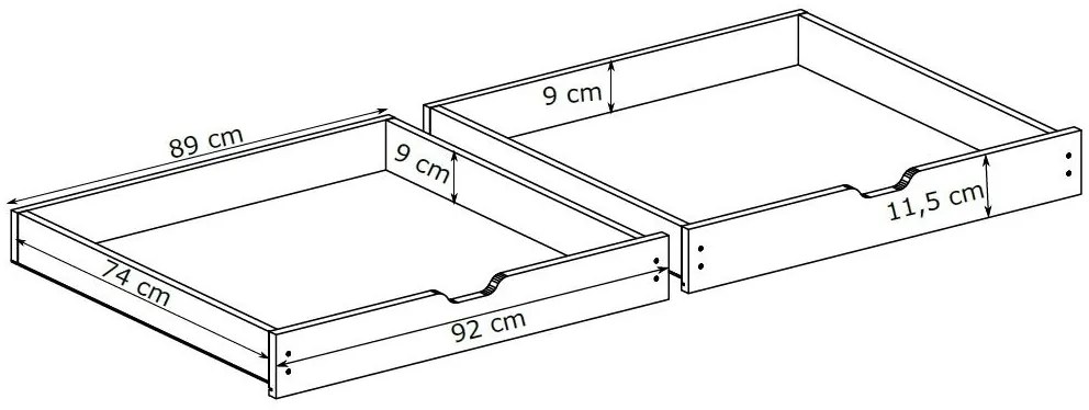 Dětská patrová postel z masivu borovice s přistýlkou a šuplíky EMIL - 200x90 cm - bílá