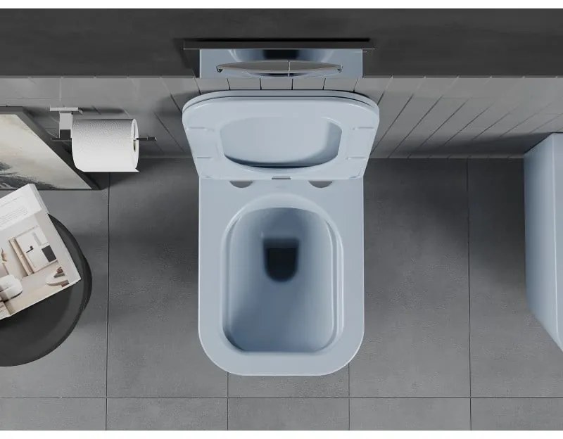 Mexen Teo WC mísa Rimless s pomalu padající deskou slim, duroplast, Matná šedomodrá - 30854069