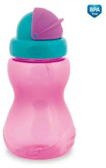Canpol babies Sportovní láhev se slámkou 370 ml Růžová