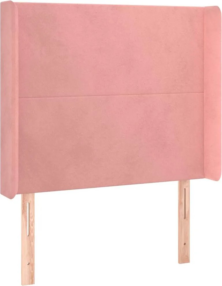 Čelo postele typu ušák růžové 93x16x118/128 cm samet 3119341