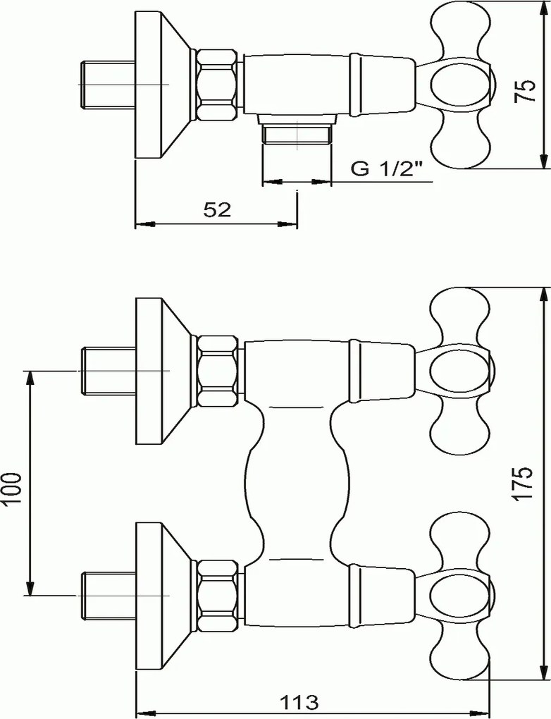 Novaservis Retro II Sprchová baterie bez příslušenství 100 mm, chrom, 99164/1,0