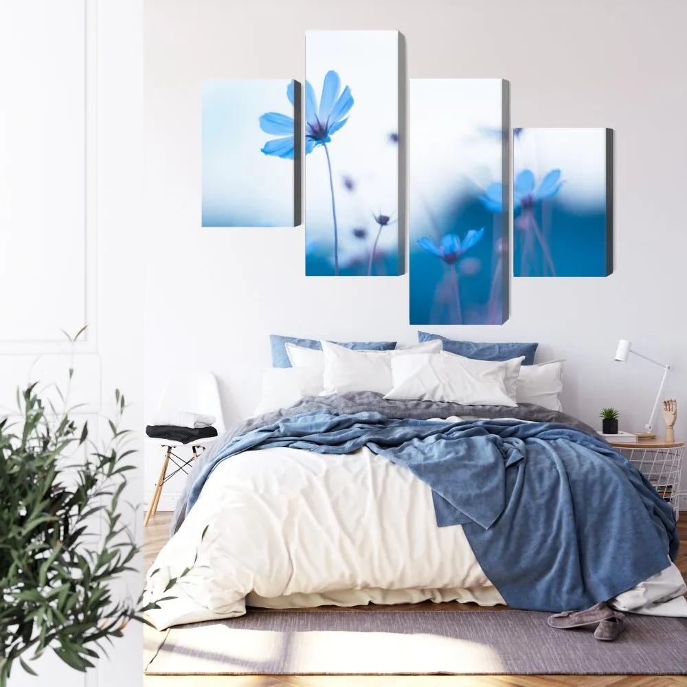 Vícedílný obraz Jemné Modré Květy Nedostatek Nedostatek Přírodní plátno 240x150