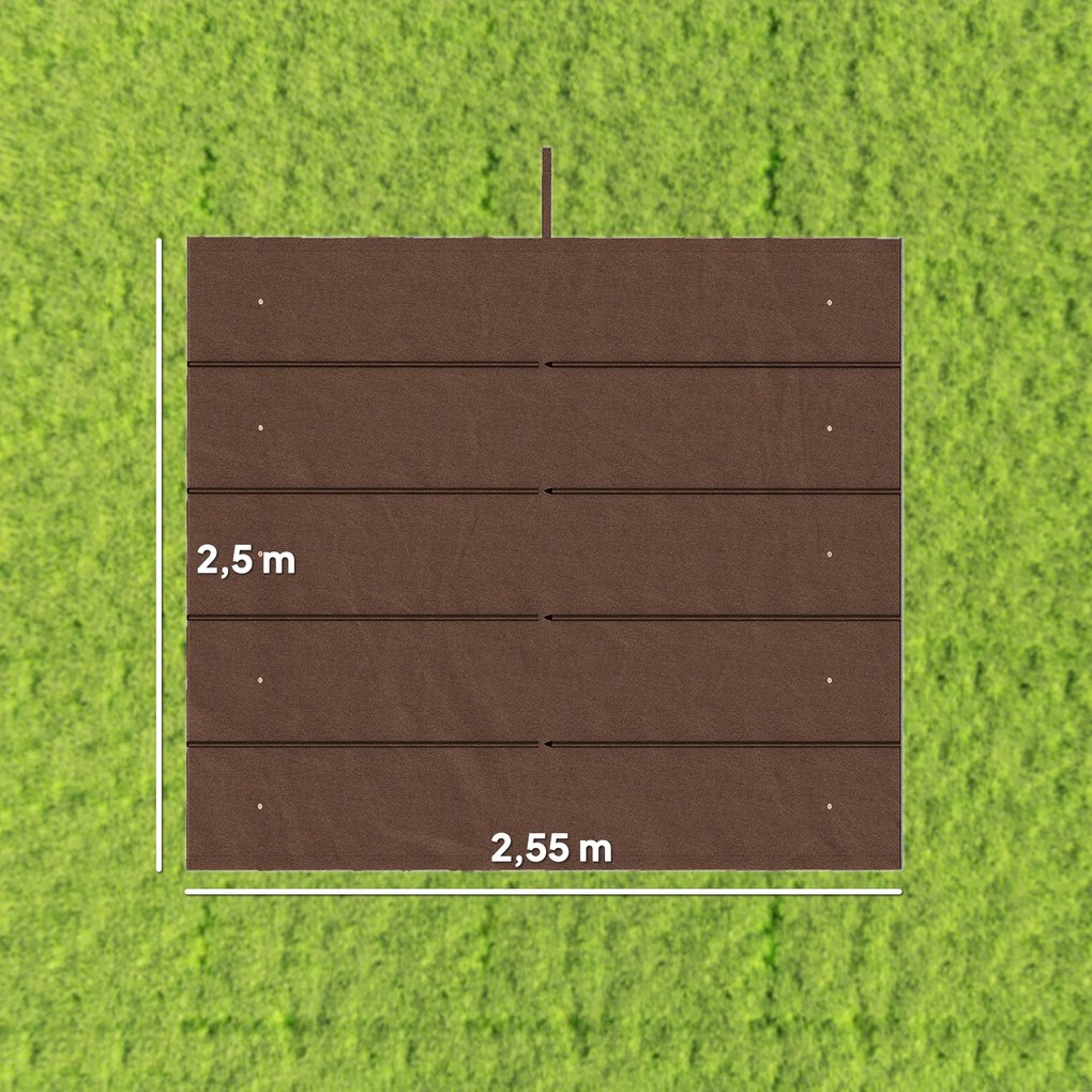 Náhradní střecha pro pergolu 3 x 3 m, zatahovací, s otvory pro odvod dešťové vody, odolná proti povětrnostním vlivům, polyester, 250 x 255 cm Káva