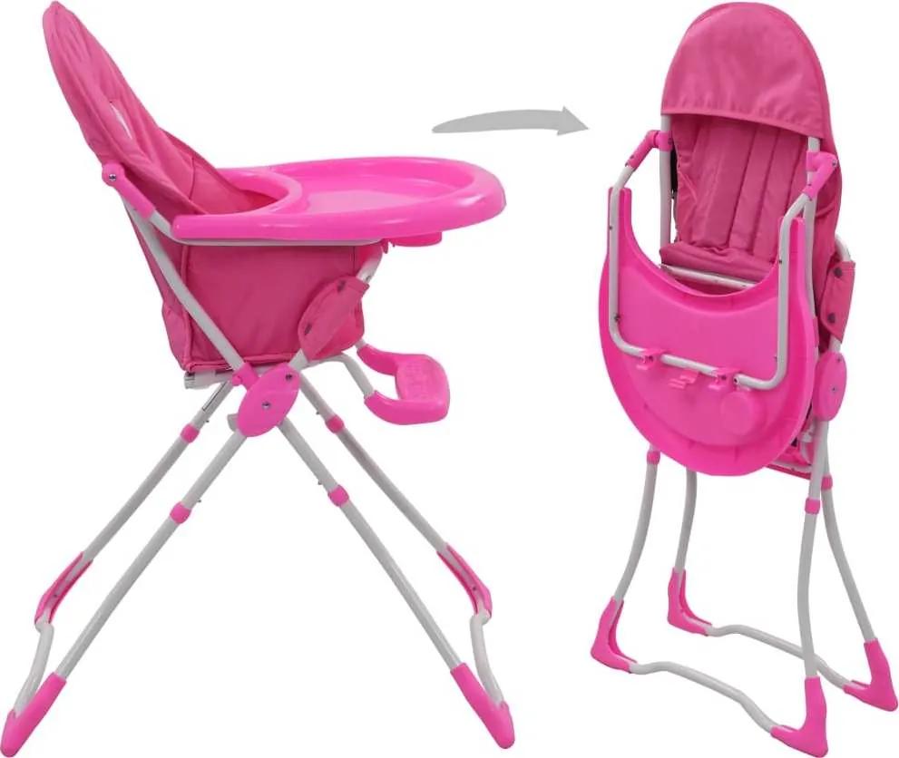 vidaXL Dětská jídelní židlička modro-bílá [10183] Barva: Růžová