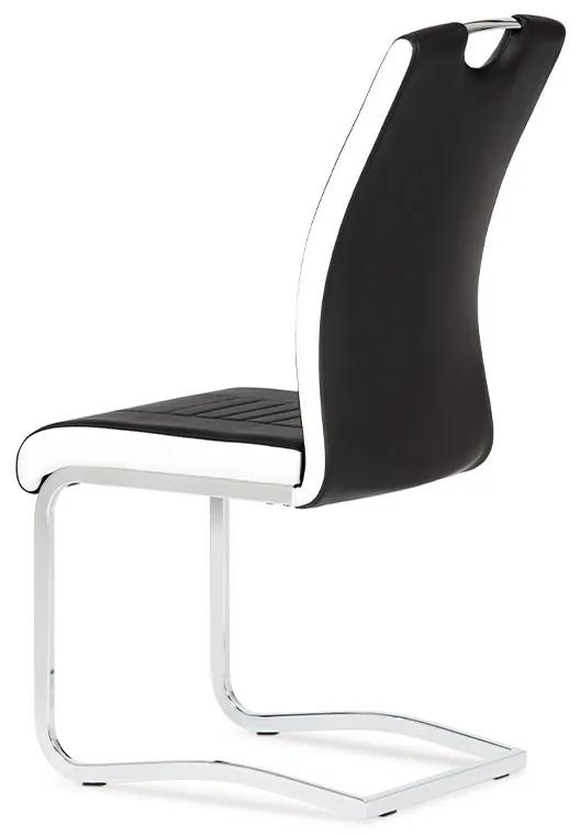 Jídelní židle NAVA, chrom/koženka černá s bílými boky