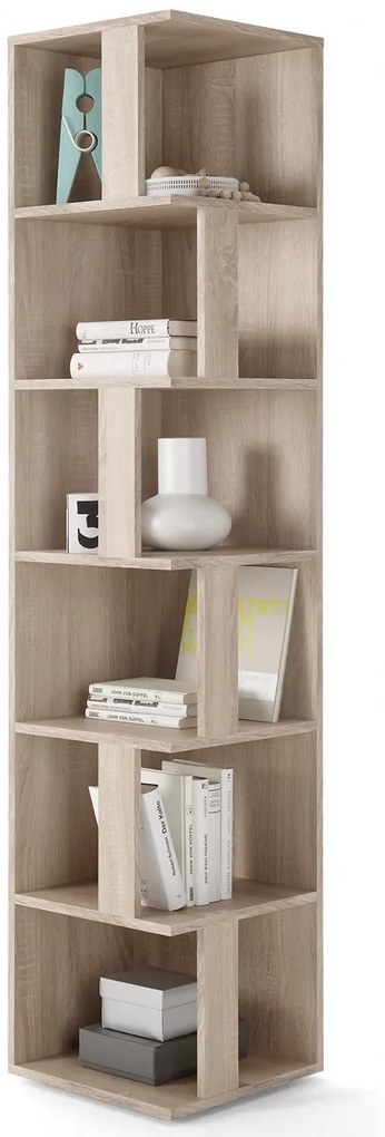 Rohový regál s přihrádkami Corner Shelf, dub sonoma