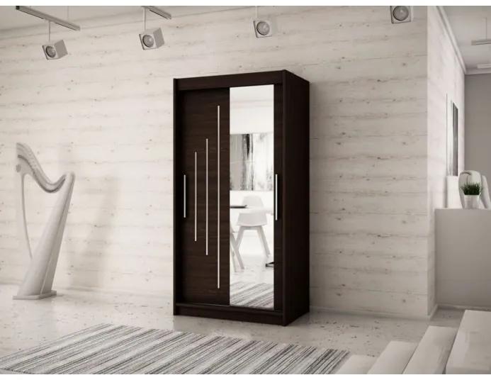 Moderní skříň se zrcadly a psuvnými dveřmi Milada 120 v barvě wenge