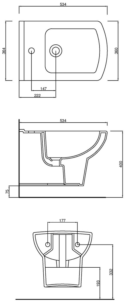 Olsen Spa Závěsný bidet NERO  - OLKGNE02BDE00