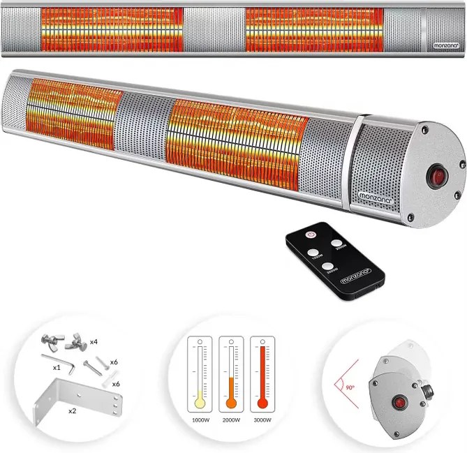 Deuba Sálavý ohřívač 3000 W - stříbrný