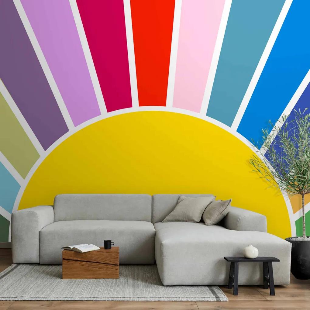 Fototapeta Abstrakce - slunce v geometrické formě s barevnými paprsky