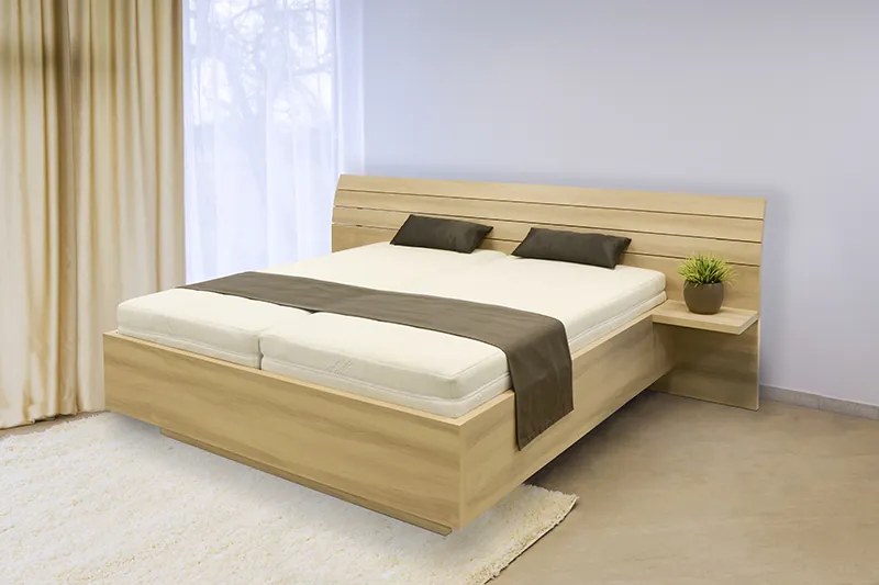 Ahorn Salina postel s úložným prostorem Dekor: Dub černý, Rozměr: 180 x 200 cm, Noční stolek: Jednozásuvka oboustranná