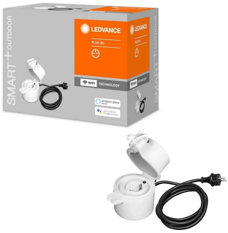 Ledvance - Venkovní chytrá zásuvka SMART+ PLUG SCHUKO 3680W IP44 Wi-Fi 4058075532120