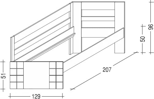 Rohová postel z masivu s úložným prostorem HANNY II. 120x200, smrk - bílá