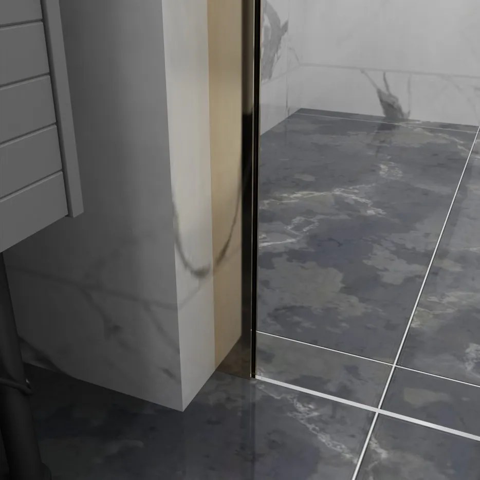 Erga Paris, sprchová zástěna Walk-In 90x200 cm, 8mm čiré sklo, zlatý lesklý profil, ERG-V02-PARIS-090x200-CL-GD