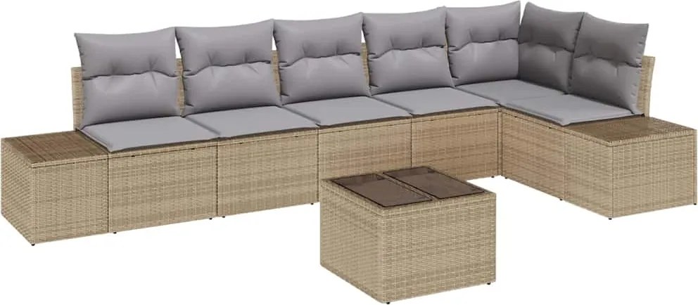 Sada zahradních pohovek 7 ks Beige a šedá polyratan 3347090