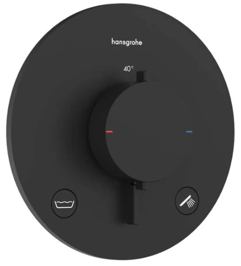 Hansgrohe Ecostat Comfort S - Termostatická baterie pod omítku, pro 2 spotřebiče, matná černá 33718670