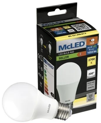 LED žárovka E27 McLED 10,5W (75W) teplá bílá (2700K) ML-321.098.87.0