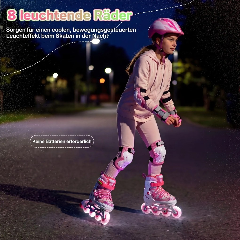 Costway Inline brusle Dětské 4 Nastavitelné velikosti Inline brusle se – l