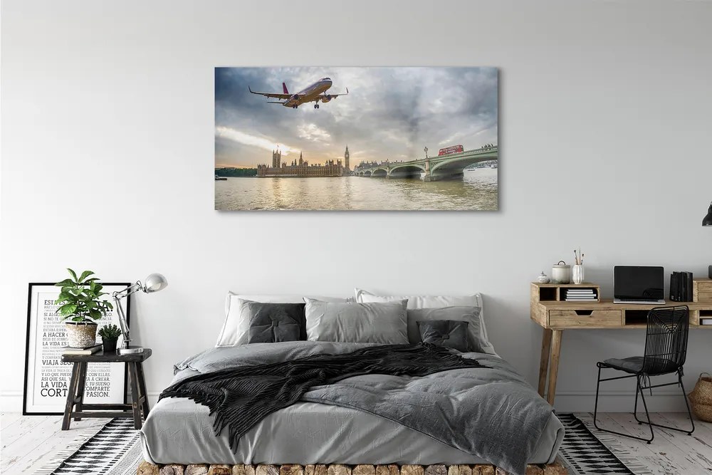 akrylový obraz letadel mraky 140x70 cm